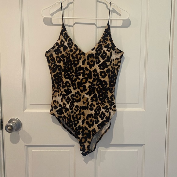 gaze | Tops | Spaghetti Strap Leopard Bodysuit | Poshmark